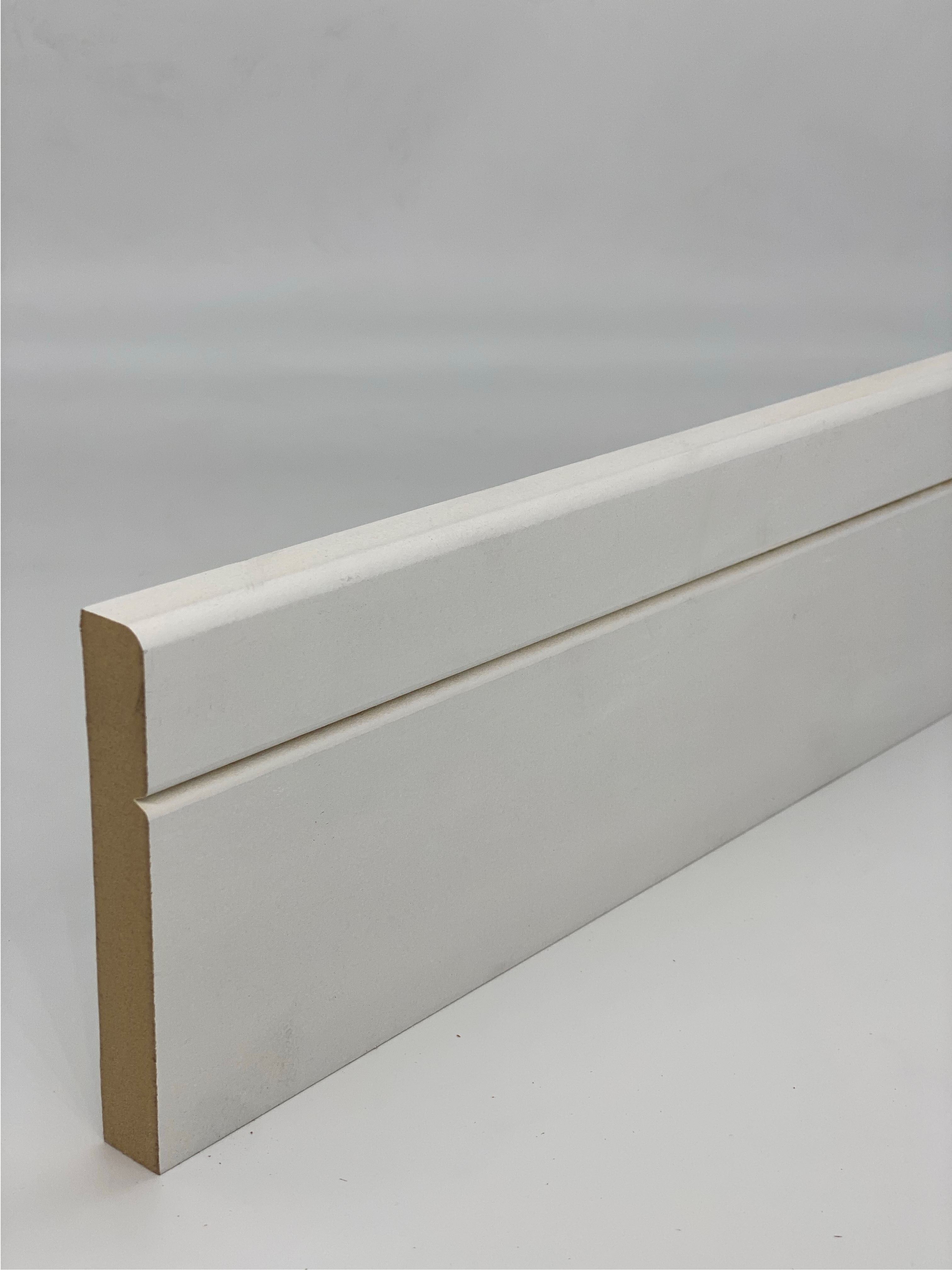 MDF Rounded & Grooved Skirting Board - White Primed 4.4m x 119mm x 18mm - Atlantic Timber